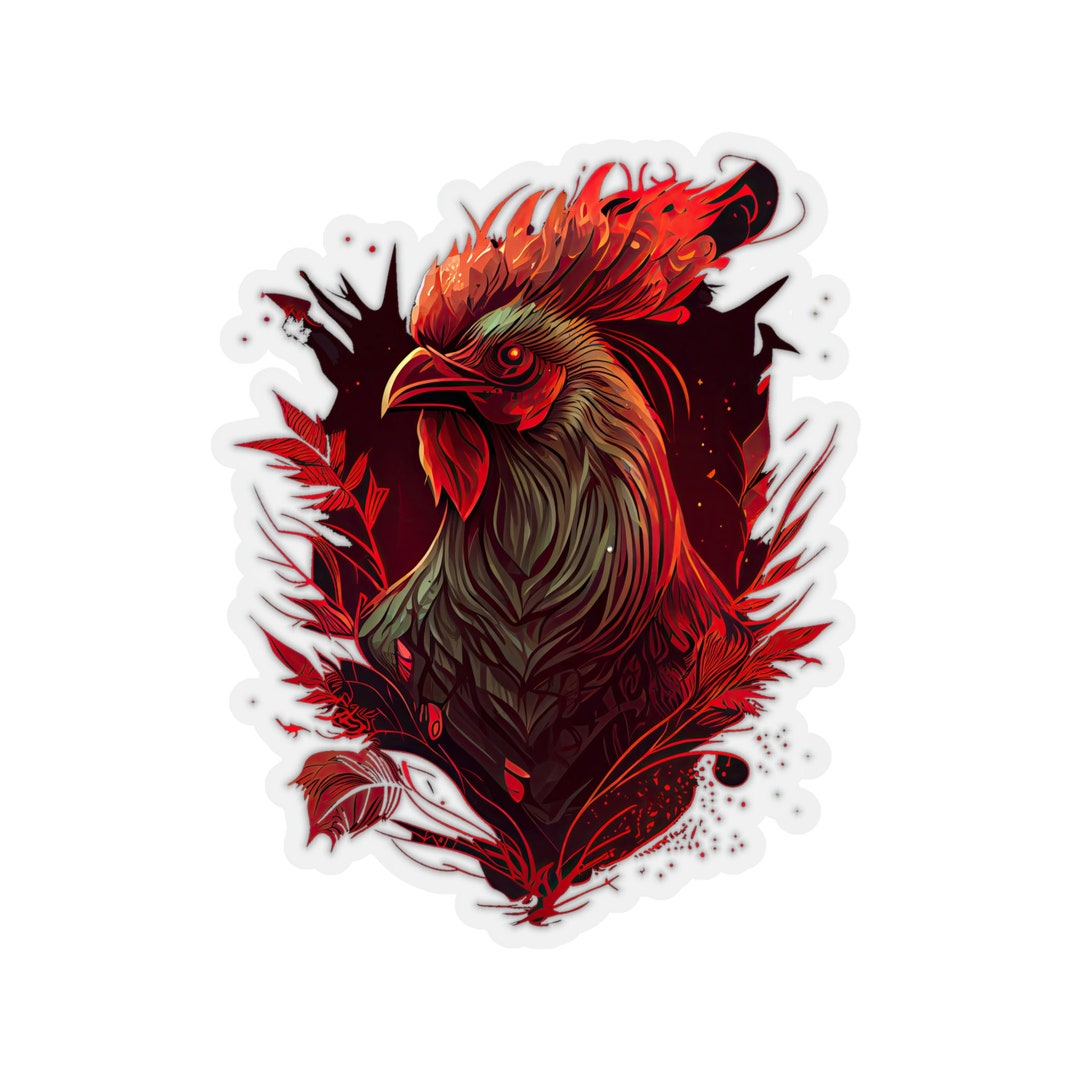 Waterproof Vinyl Sticker - Hell Fire Rooster - Vinyl Sticker - Add Some ...