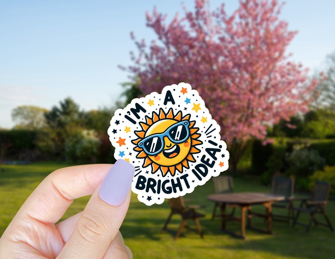 Cute Sun With Sunglasses Sticker – "bright Idea!" Waterproof Vinyl - Etsy