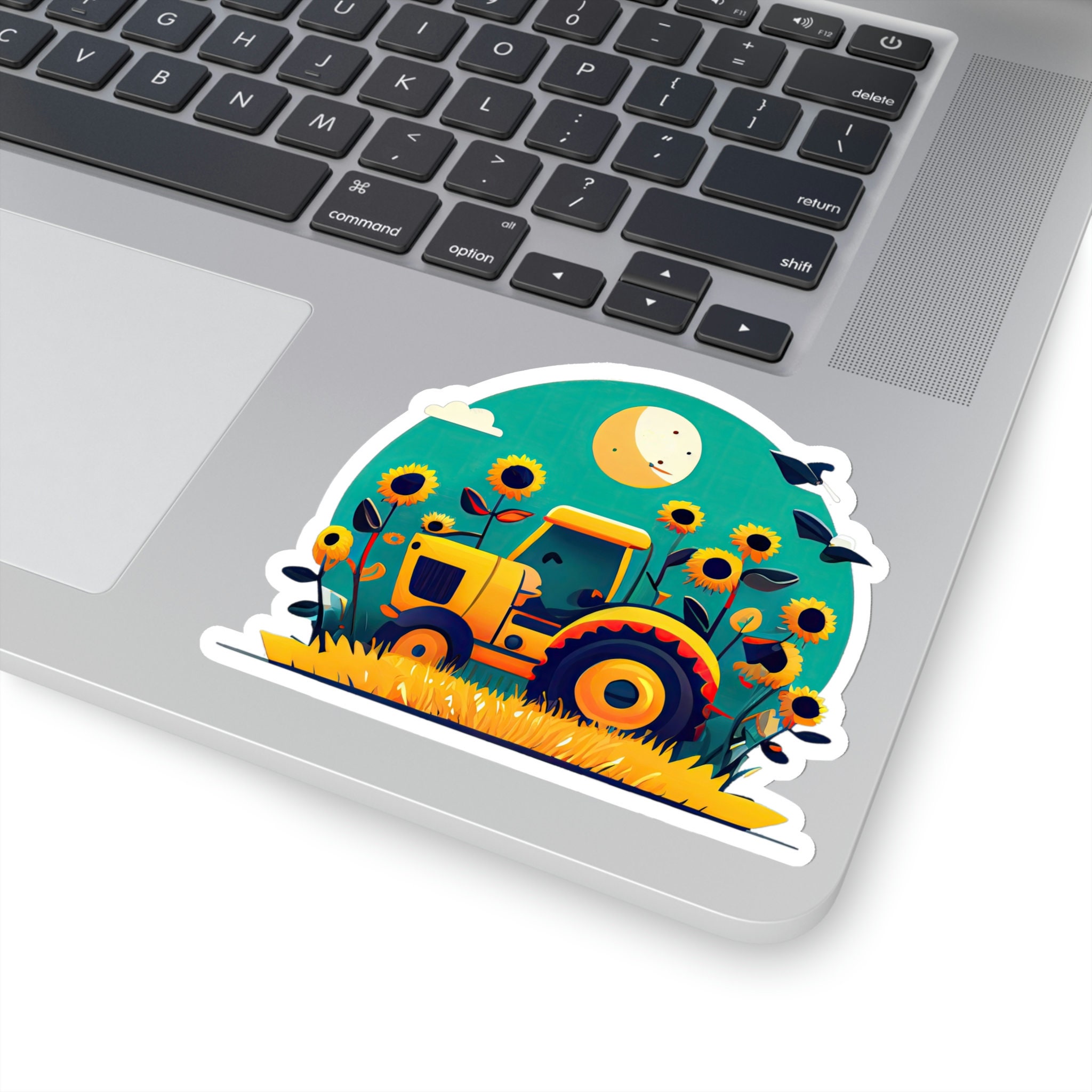 Waterproof Vinyl Sticker Sunflower Tractor Round Vinyl - Etsy