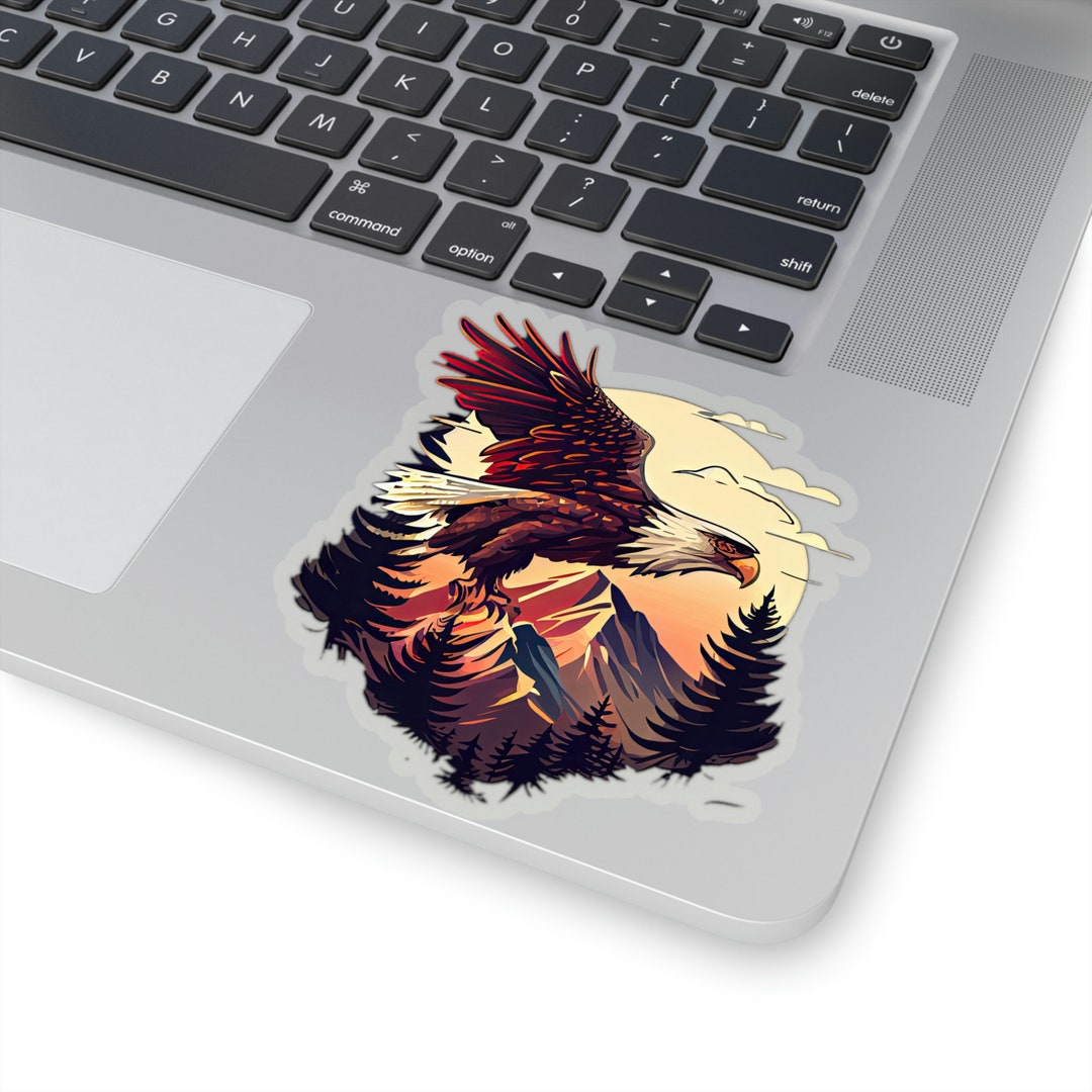 Waterproof Vinyl Sticker - Soaring Eagle Over Mountains Sticker - Etsy