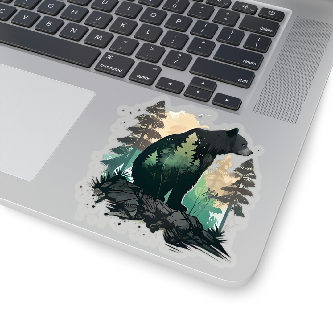 Waterproof Vinyl Sticker - Forest Bear Silhouette Sticker - Etsy