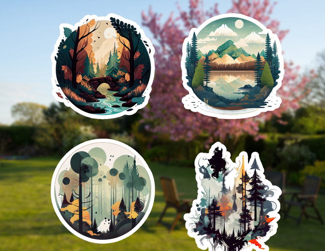 Serene Nature Scenes - 4 Pack 2 Inch Waterproof Vinyl Stickers - Etsy