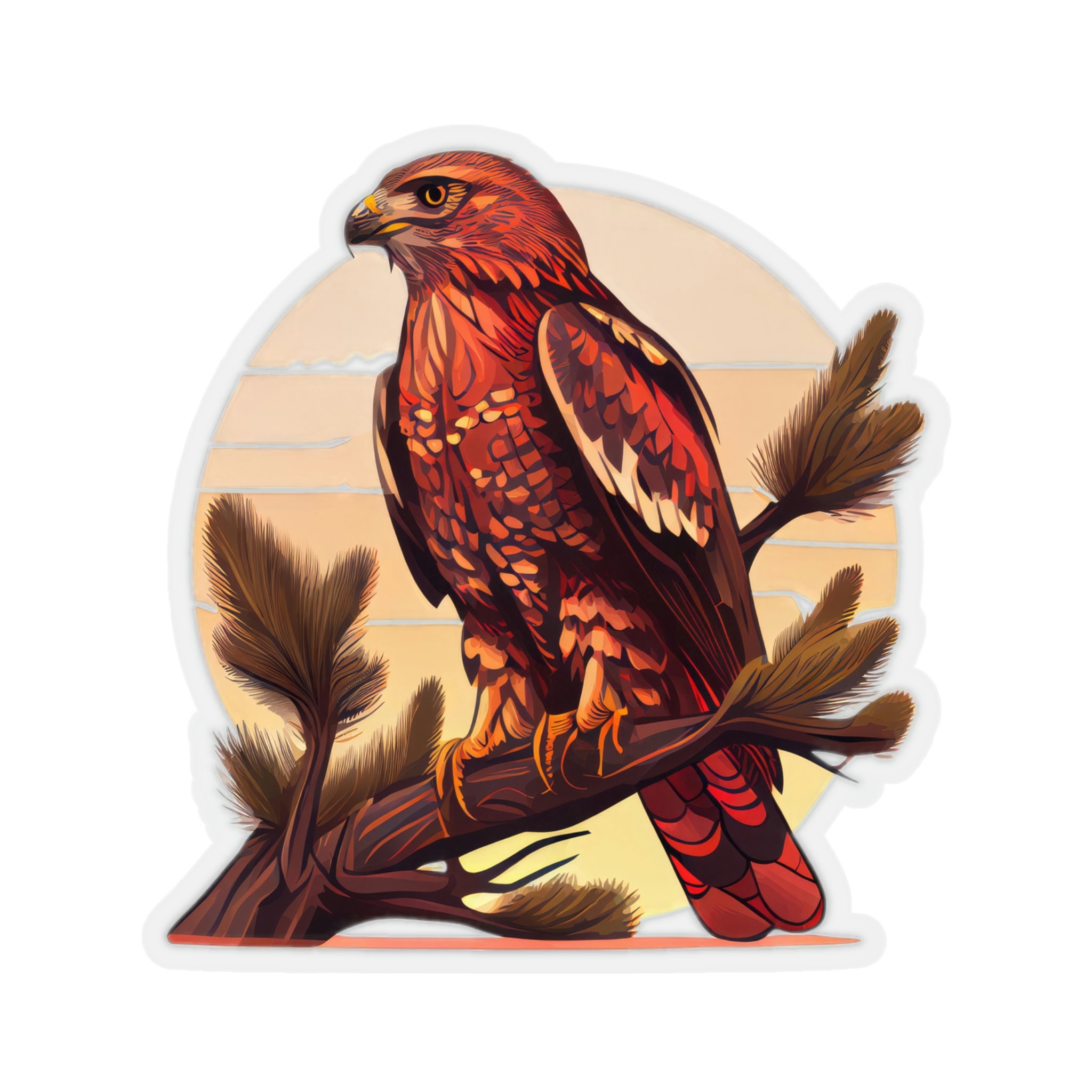 Waterproof Vinyl Sticker Red-tailed Hawk Perch Sticker - Etsy