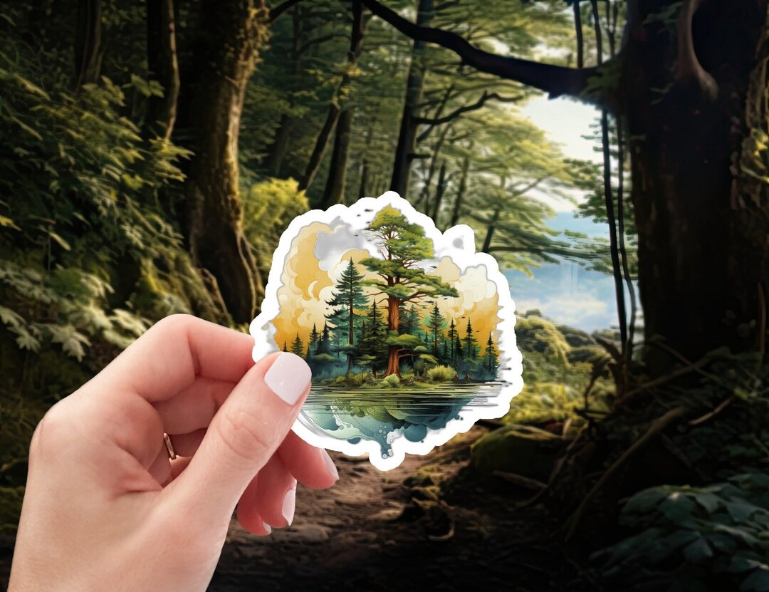 Forest Green Pine Tree - 2 Inch Waterproof Vinyl Sticker - Etsy