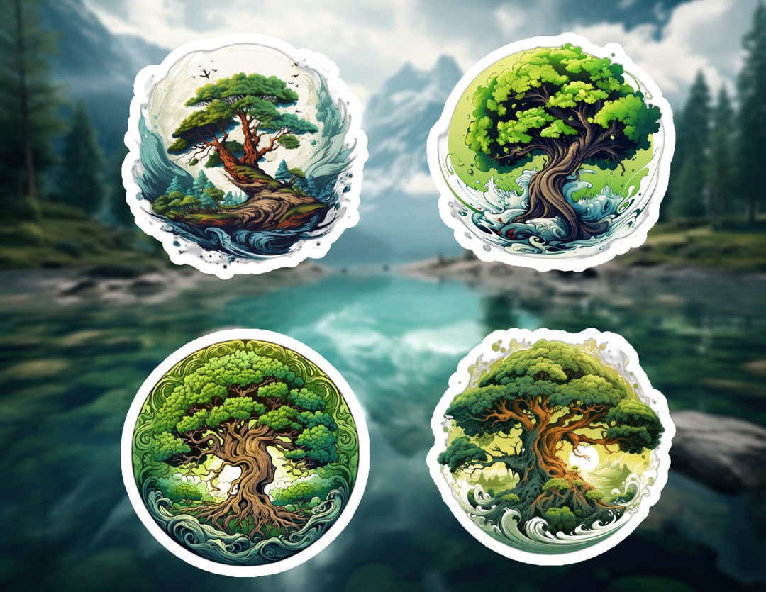 Green Trees Collection - 4 Pack 2 Inch Waterproof Vinyl Stickers - Etsy