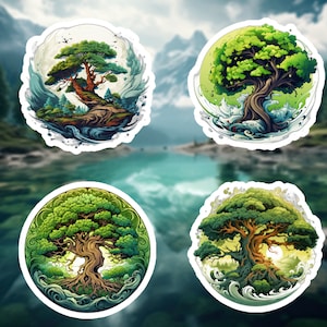 Green Trees Collection - 4 Pack 2 Inch Waterproof Vinyl Stickers - Etsy