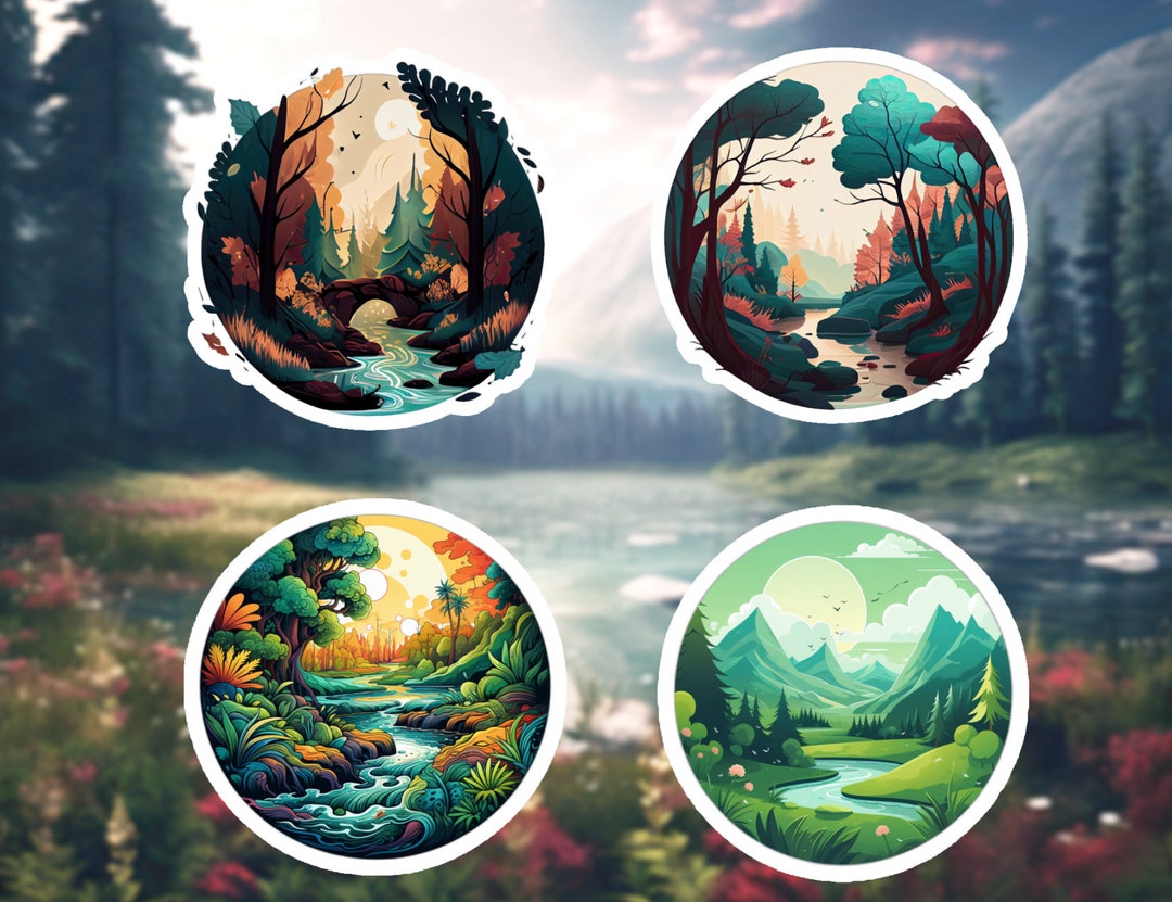 Peaceful Stream Forest - 4 Pack 2 Inch Waterproof Vinyl Stickers - Etsy