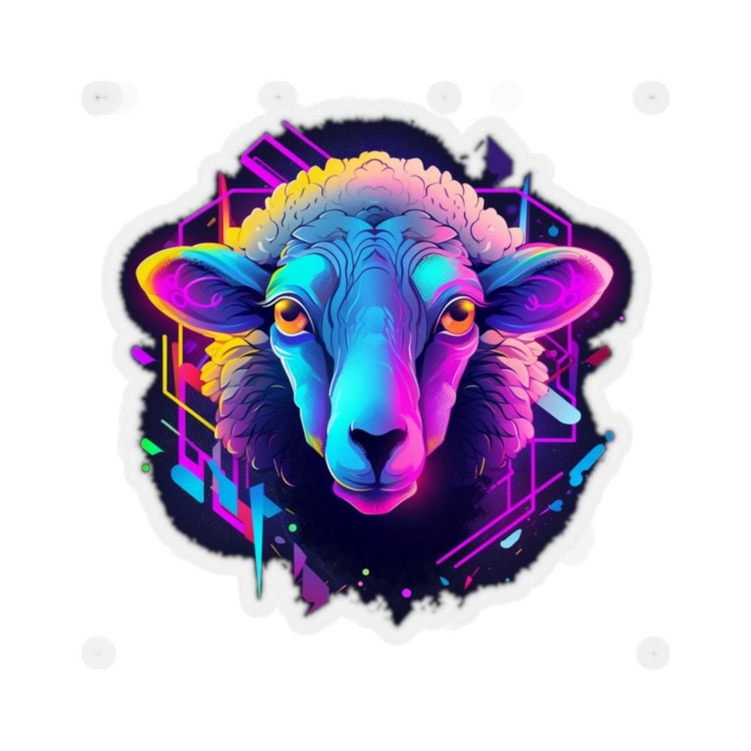 Waterproof Vinyl Sticker - Neon Sheep Sticker - Vibrant Colors ...