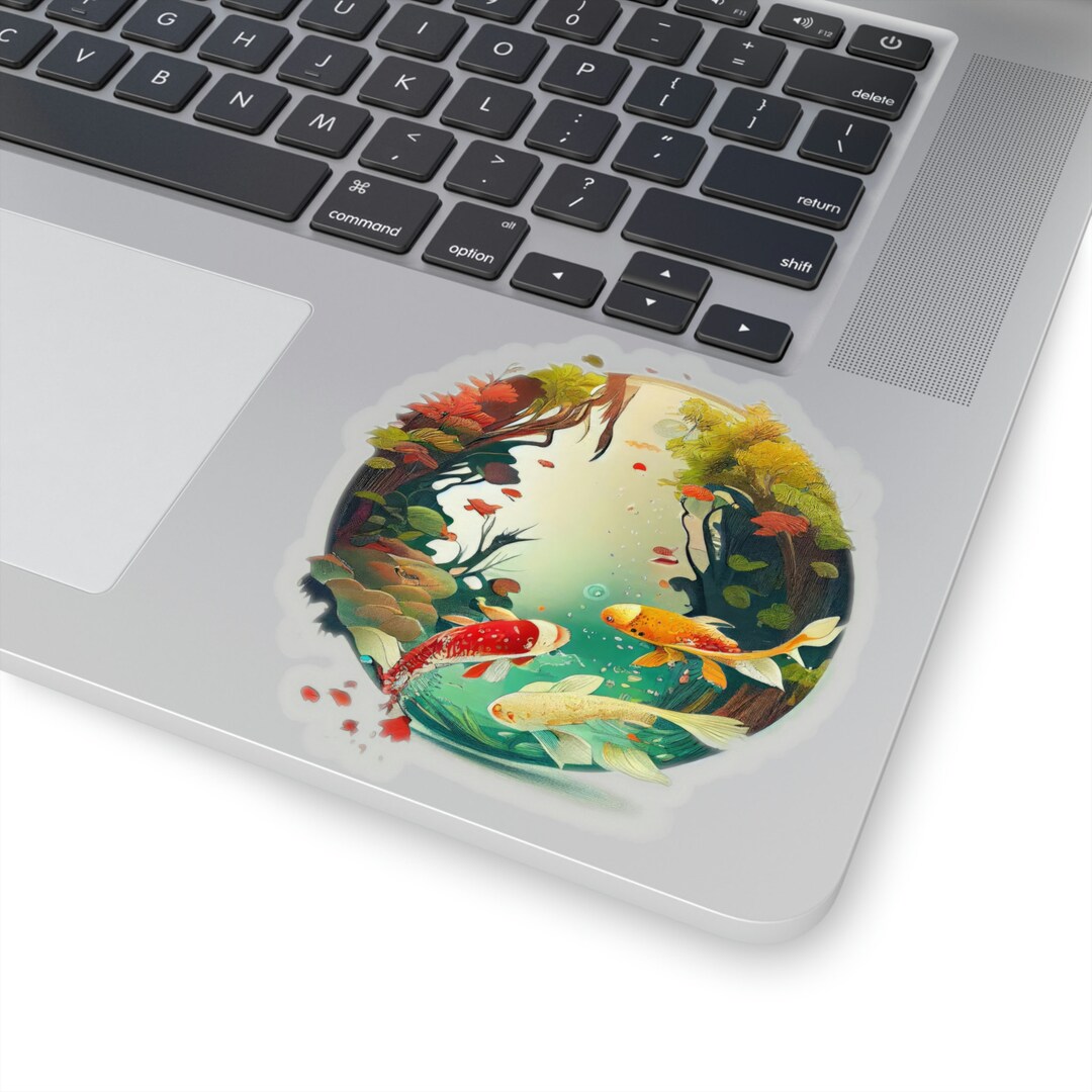 Waterproof Vinyl Sticker - Calm Koi Pond Vinyl Sticker - Japanese Art ...