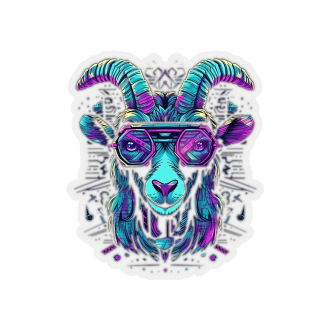 Waterproof Vinyl Sticker Cyborg Goat Sticker Futuristic Design Sci-fi ...