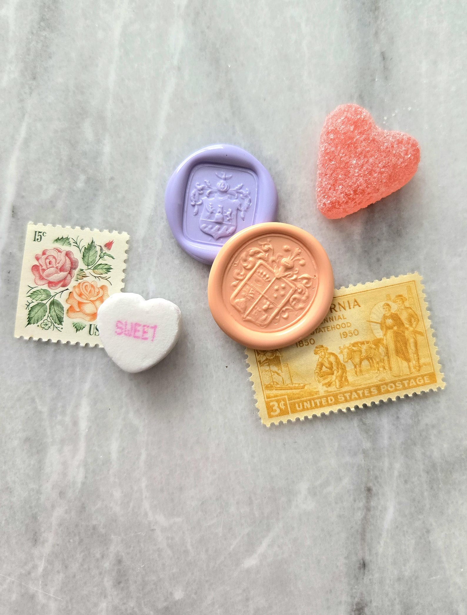 Macaron Collection: Pastel Adhesive Wax Seals - Antique European Stamps ...