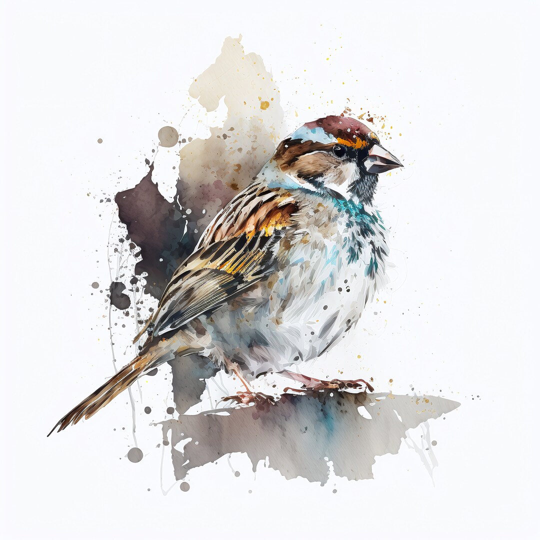 Watercolour Sparrow Painting Printable Wall Art / Includes 6 Sizes / Hi ...