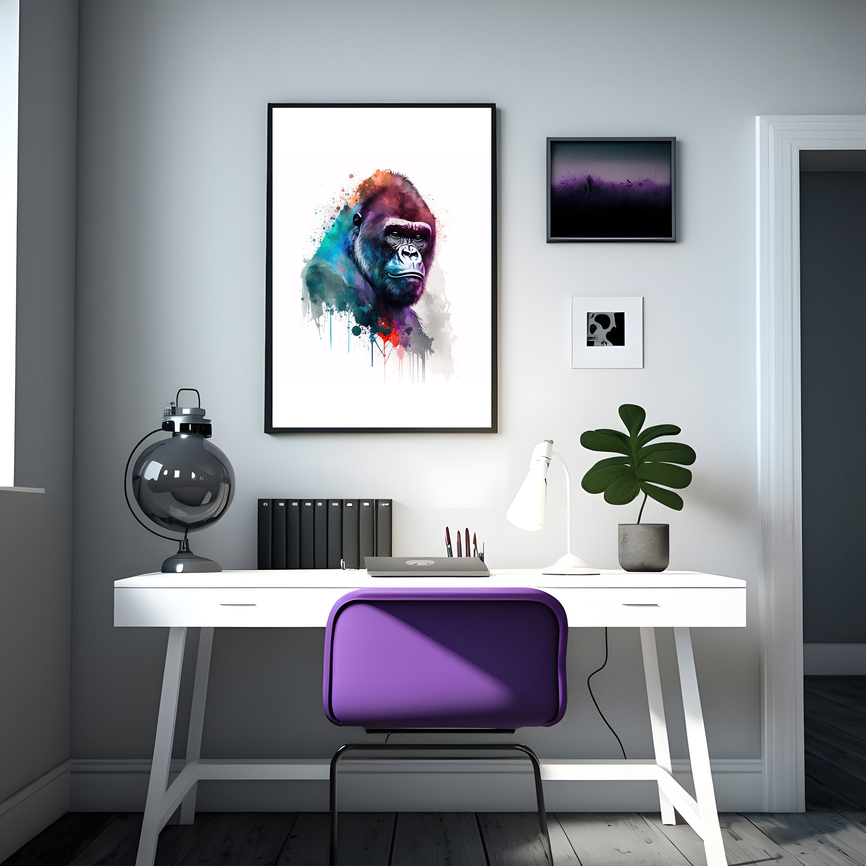 Watercolour Gorilla Painting Printable Wall Art / Includes 6 Sizes / Hi ...