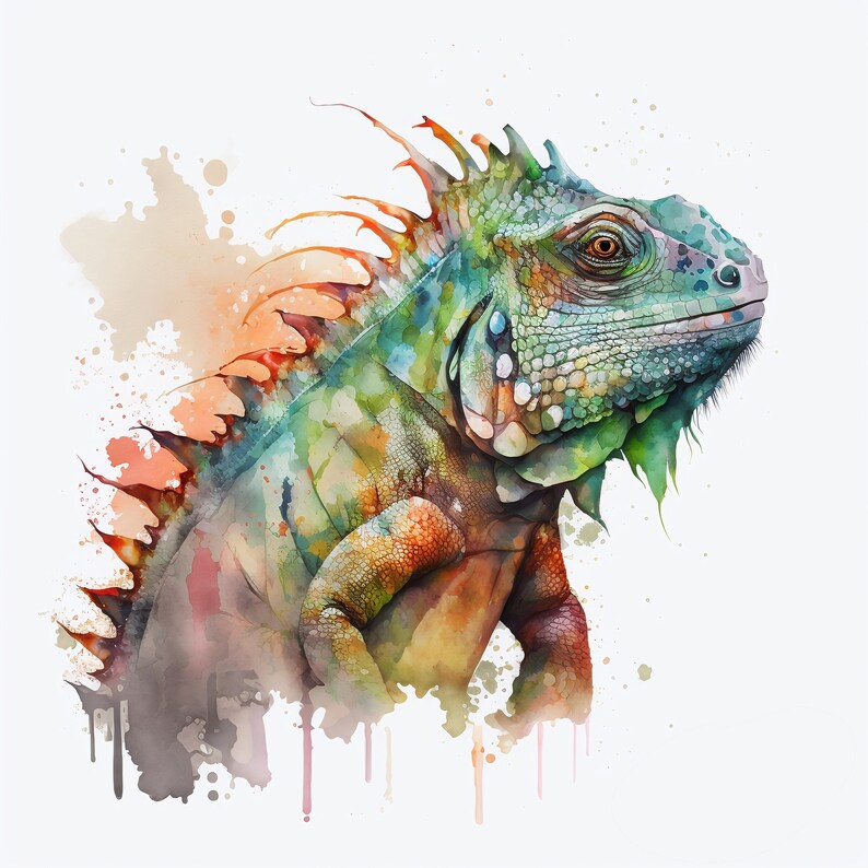 Watercolour Iguana Painting Printable Wall Art / Includes 6 Sizes / Hi ...