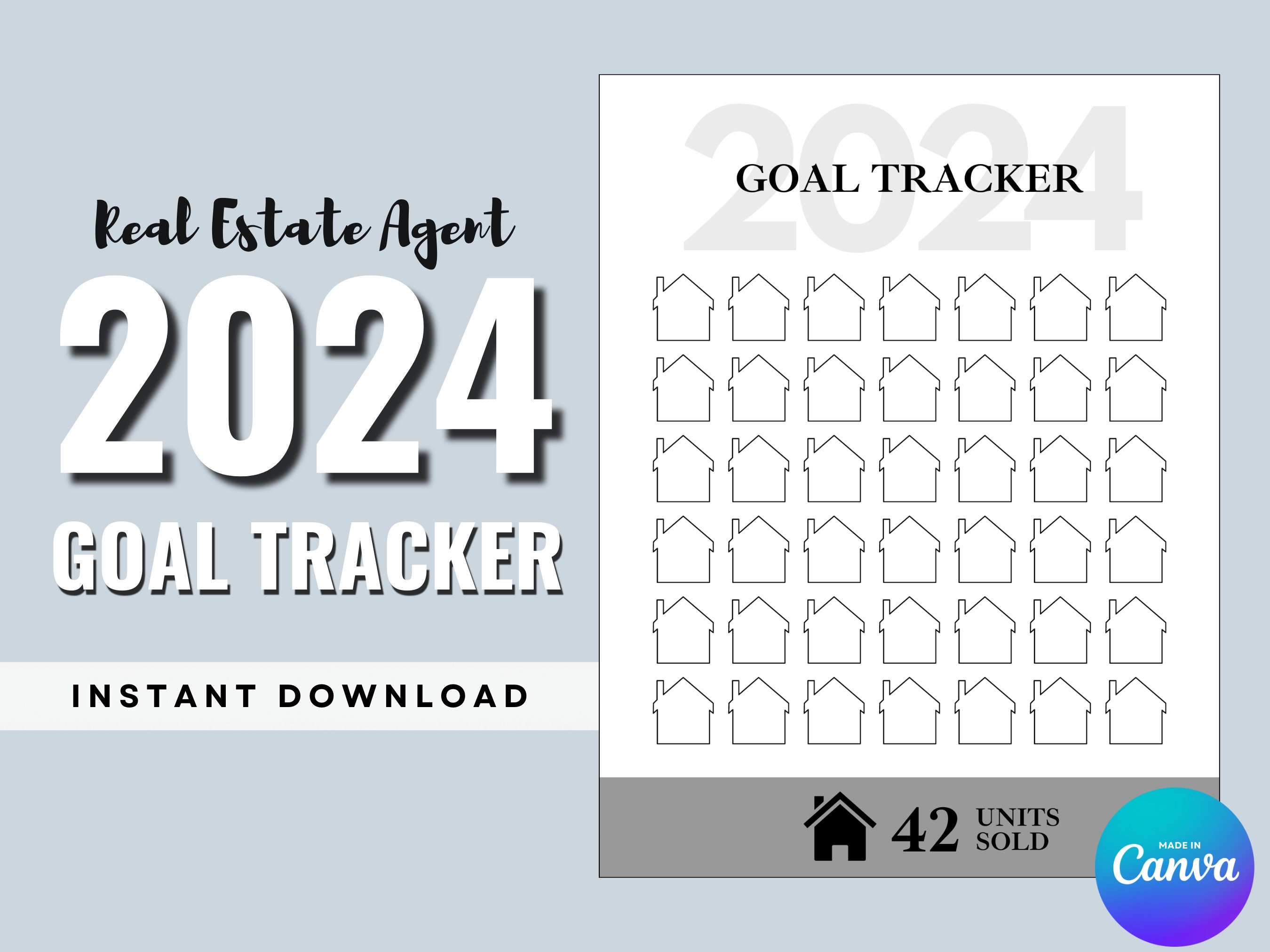 Printable Real Estate Goal Tracker | Real Estate Goal Chart| 2024 New ...