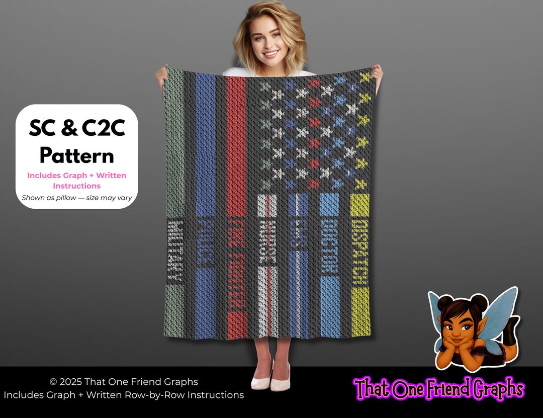 SC & C2C Crochet Graph Pattern, All the Lines Support Flag Blanket ...