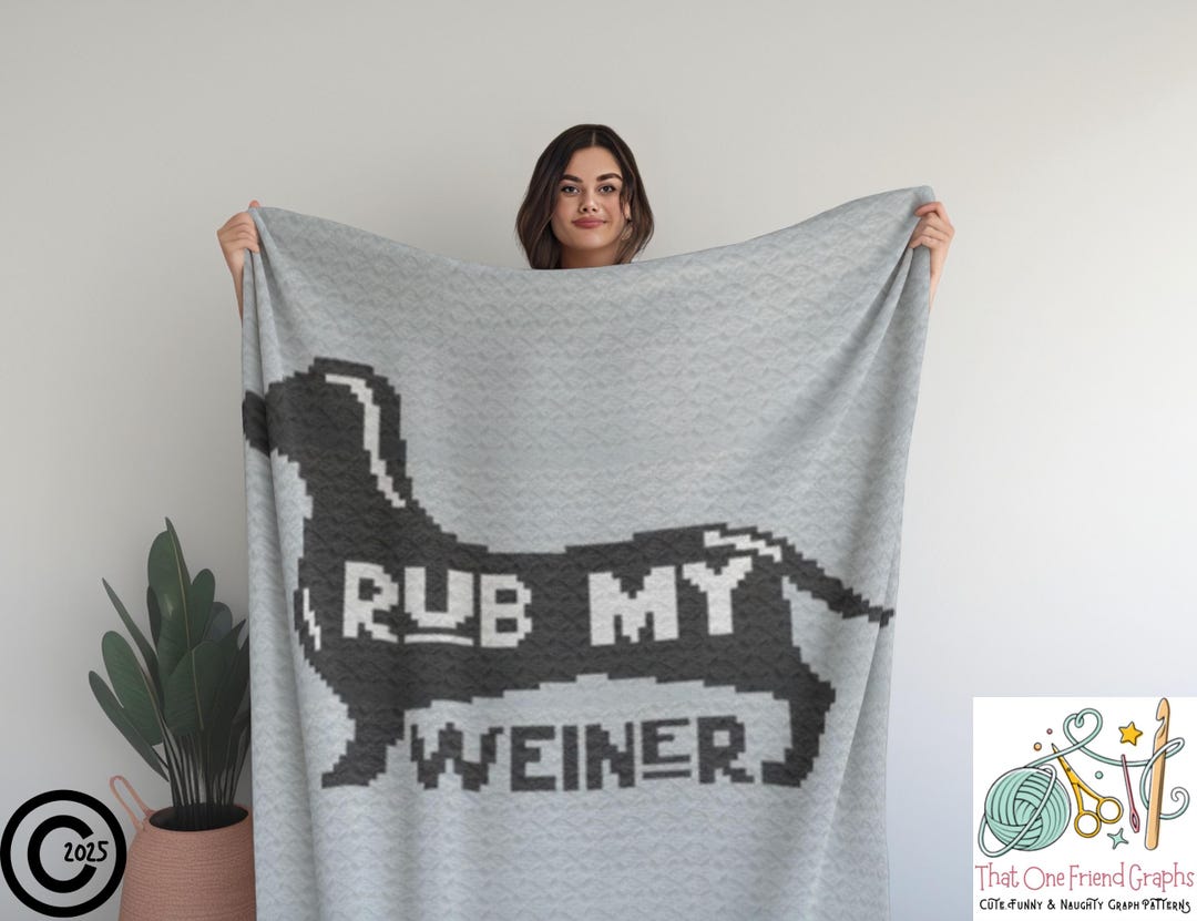 Funny Dachshund Single Crochet Pattern, Rub My Weiner Dog SC Crochet ...