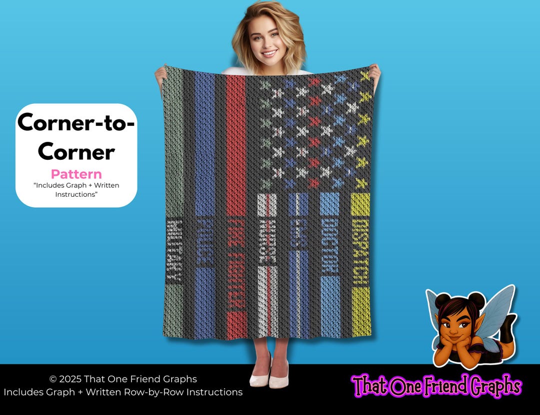 C2C Crochet Graph Pattern, All the Lines Support Flag Blanket, Dispatch ...