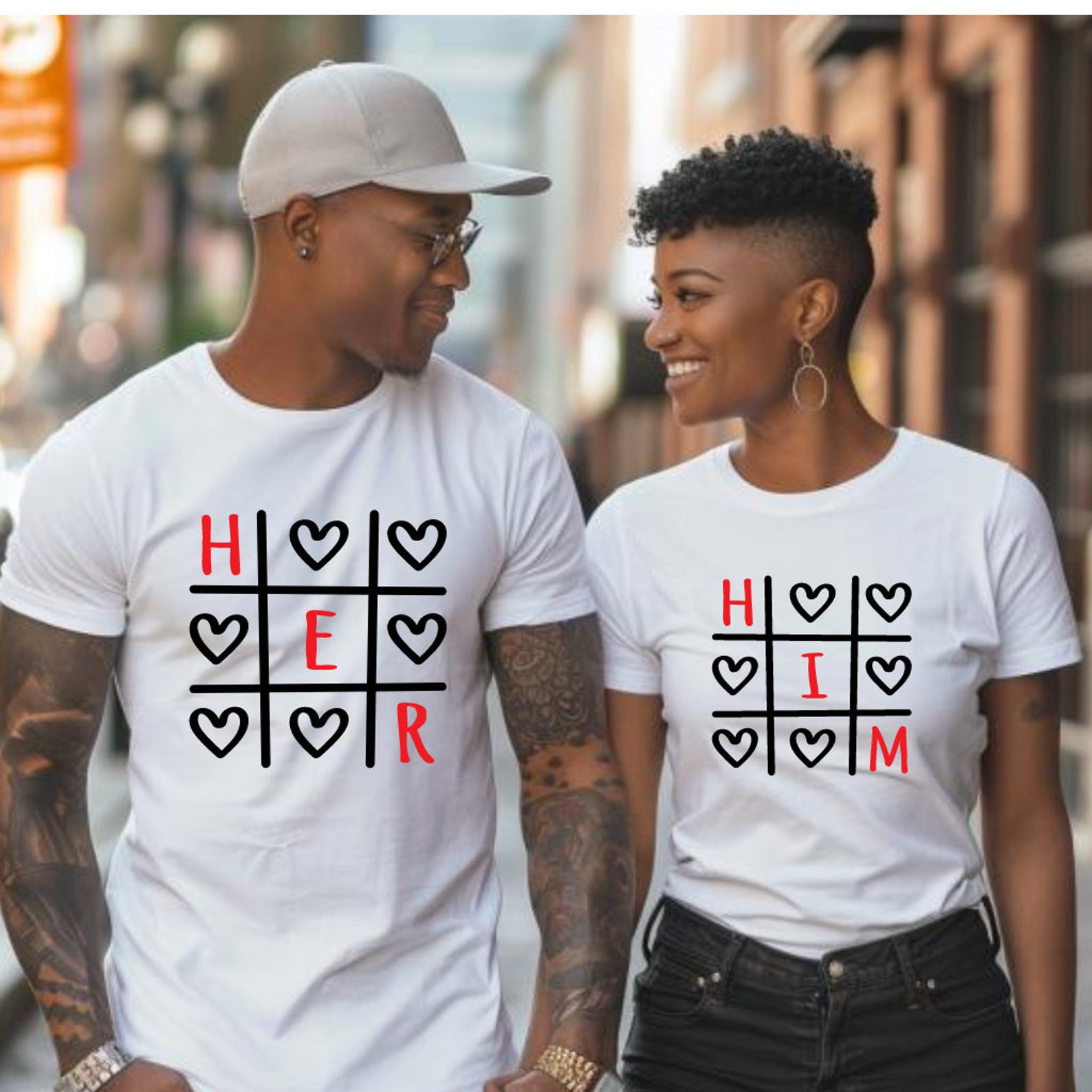 Love Tic-tac-toe" Couple's Matching Shirts, Fun Couple Tees, Date Night ...