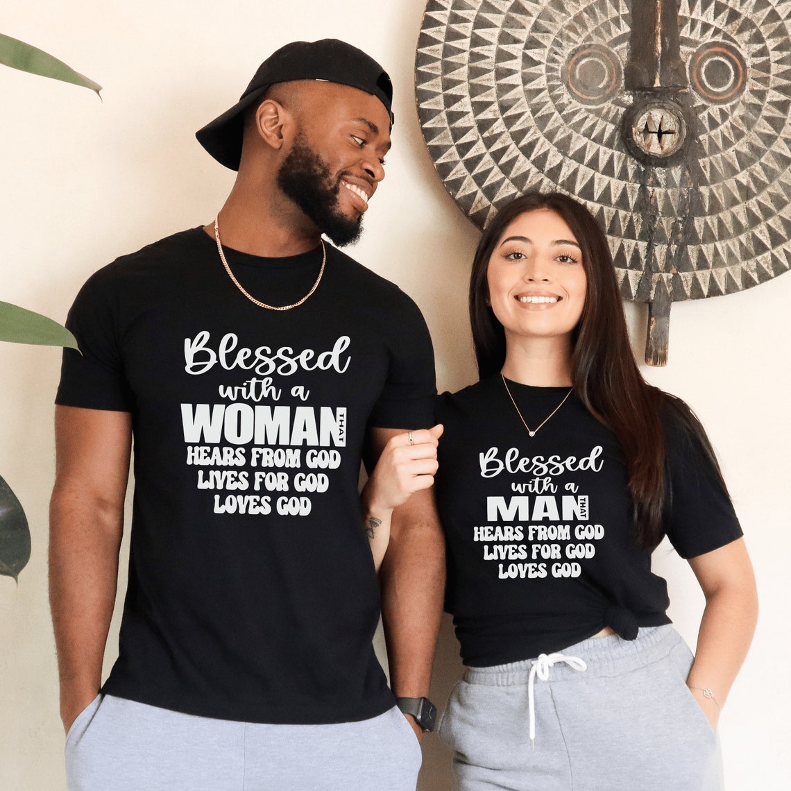 Matching Couples Shirt | Christian Couples Tee | Blessed With A Woman ...