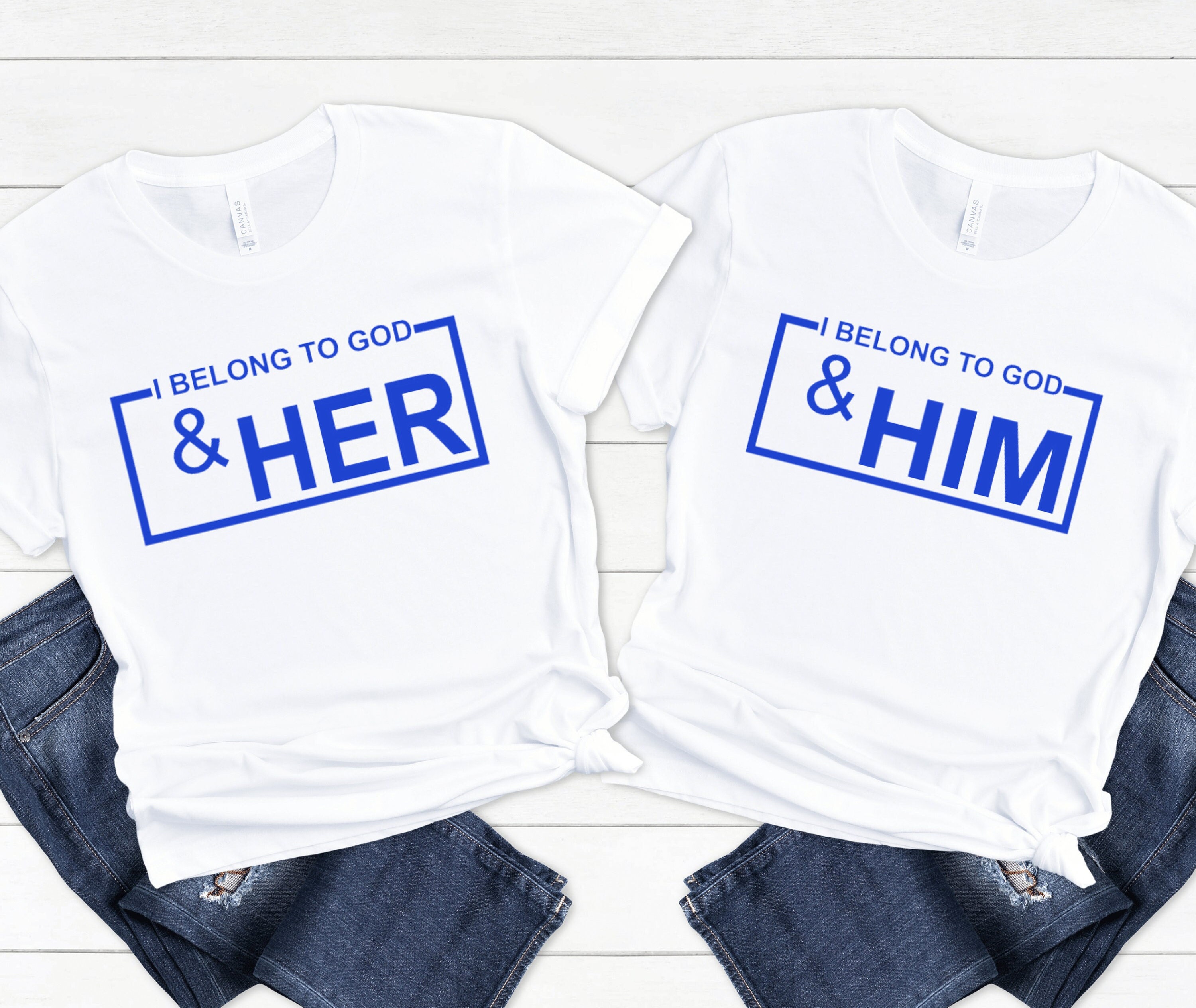 I Belong to God and Her, Matching Couples Shirt, Christian Couples Tee ...