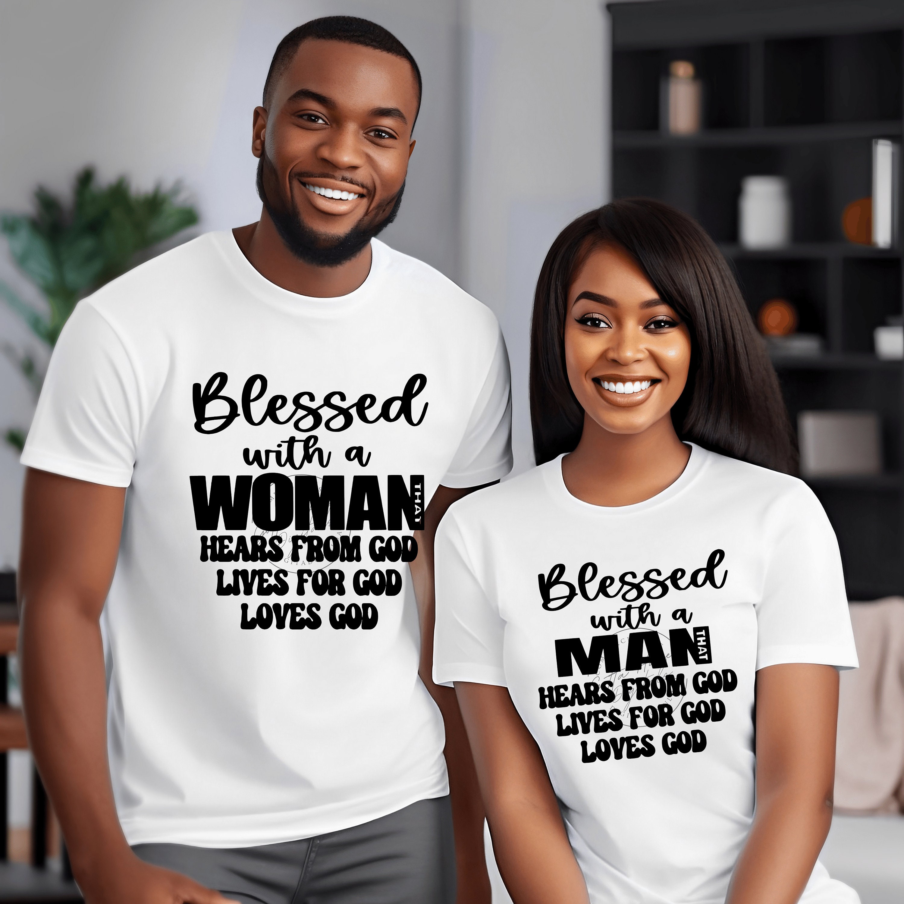 Matching Couples Shirt, Christian Couples Tee, Blessed With A Woman or ...