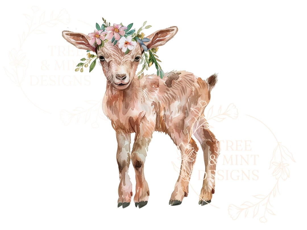 Cute Baby Goat PNG, Watercolor Goat, Digital Print, Junk Journal, High ...