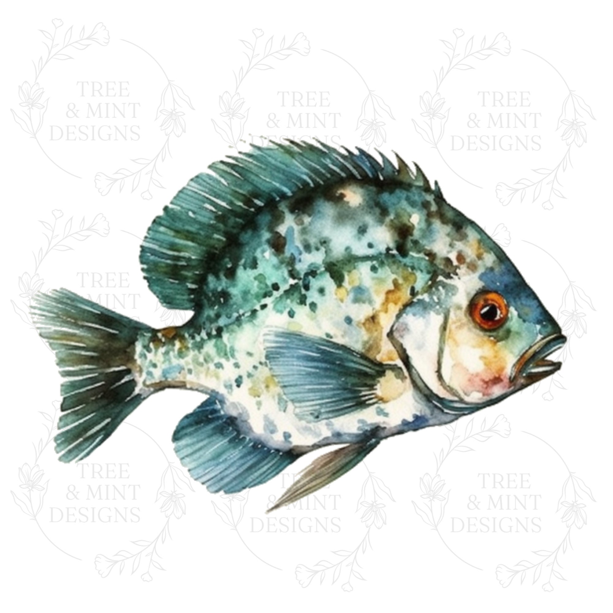 Crappie Fish Clip Art, Saltwater Fish PNG, Swimming Fish Digital File ...