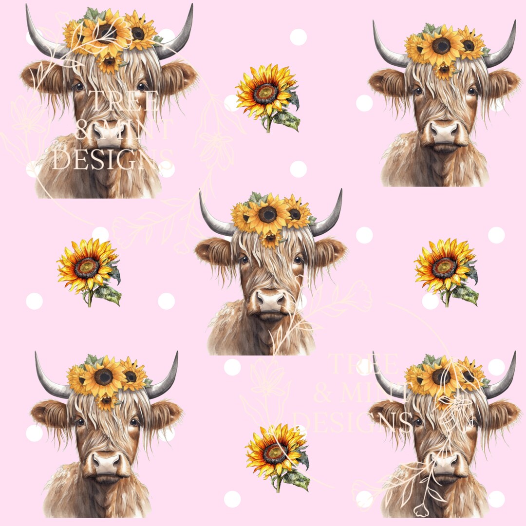 Highland Cow Seamless Pattern, Western Seamless Design, Farm Animal ...