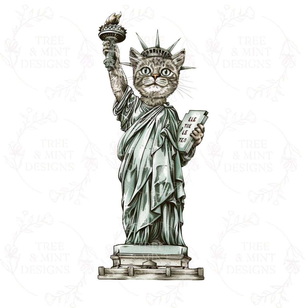 Statue of Liberty Cat PNG, Funny 4th of July Clipart, Cat Lovers PNG ...