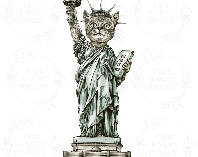 Statue of Liberty Cat PNG, Funny 4th of July Clipart, Cat Lovers PNG ...
