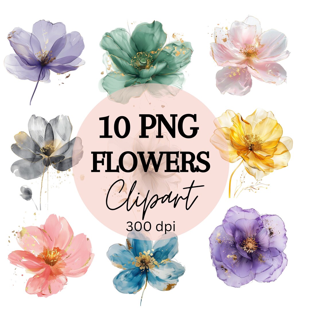 10 Abstract Flower PNG Files, High Quality 300 DPI Flowers Clipart ...