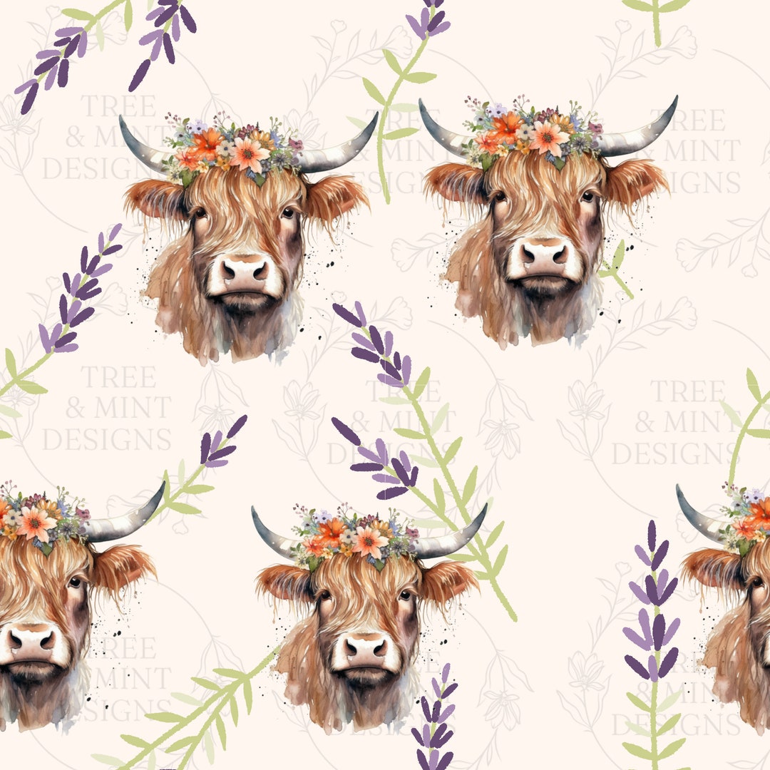 Highland Cow Floral Seamless Pattern, Boho Floral Pattern, Free ...