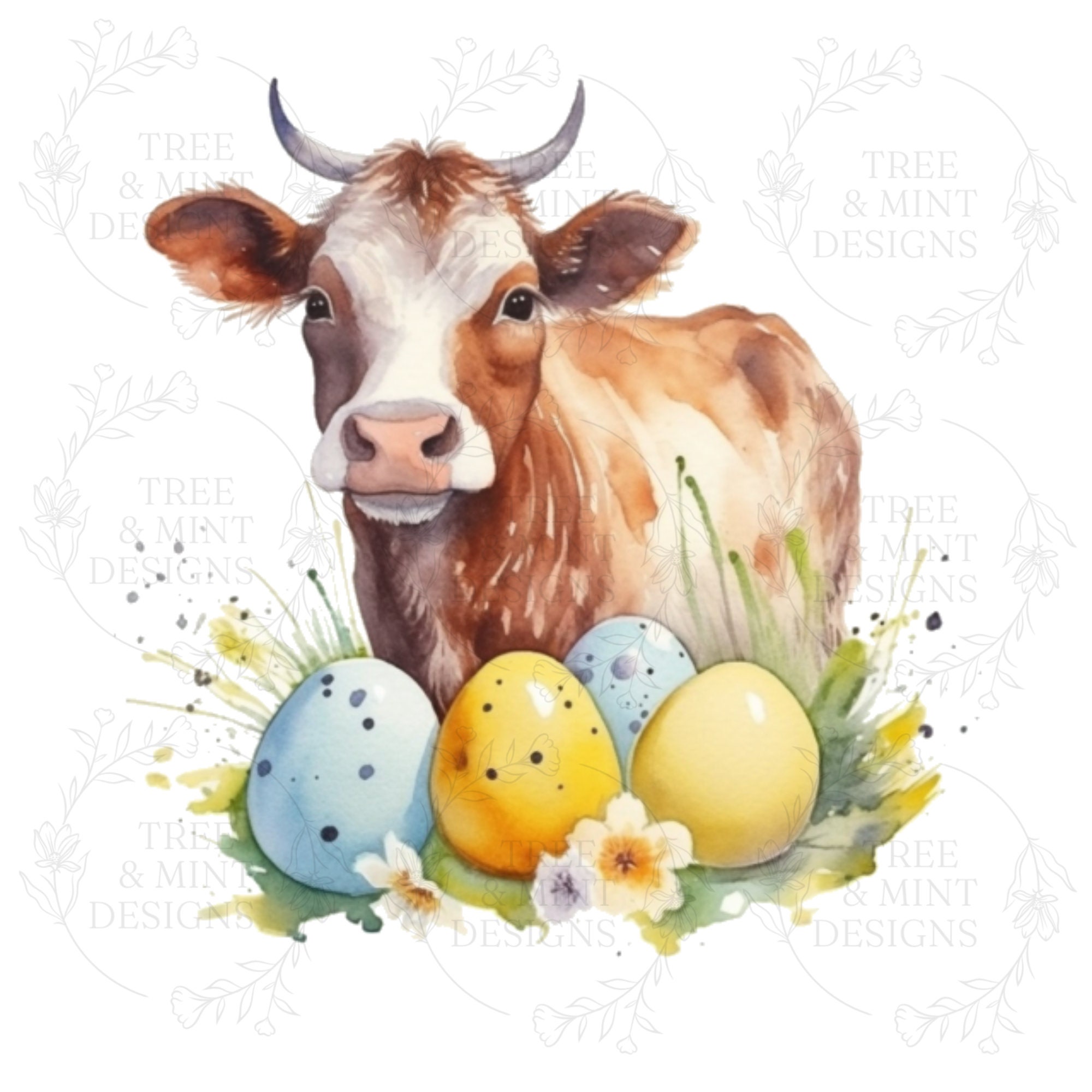 Easter Cow Clipart, Cow Clipart, Easter Clipart, Digital Download ...
