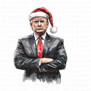 Donald Trump Christmas PNG, MAGA Holidays Png, Trump With Santa Hat ...