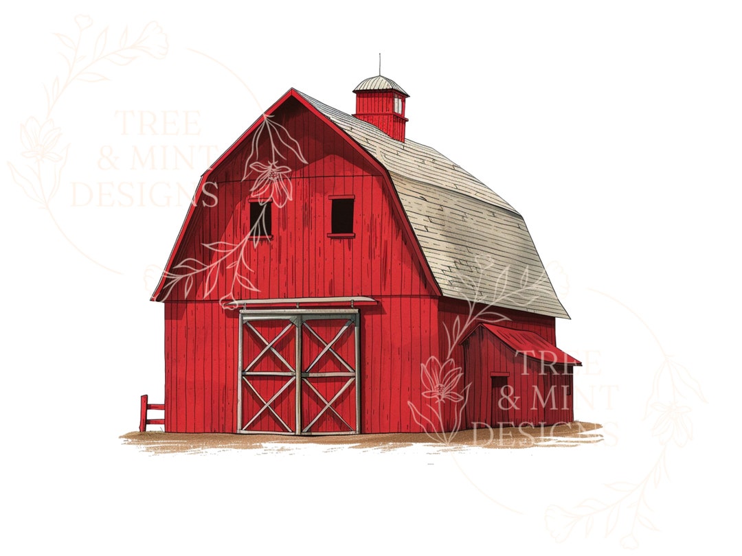 Red Barn PNG, Rustic Red Barn Illustration, Red Barn PNG File, Farm ...