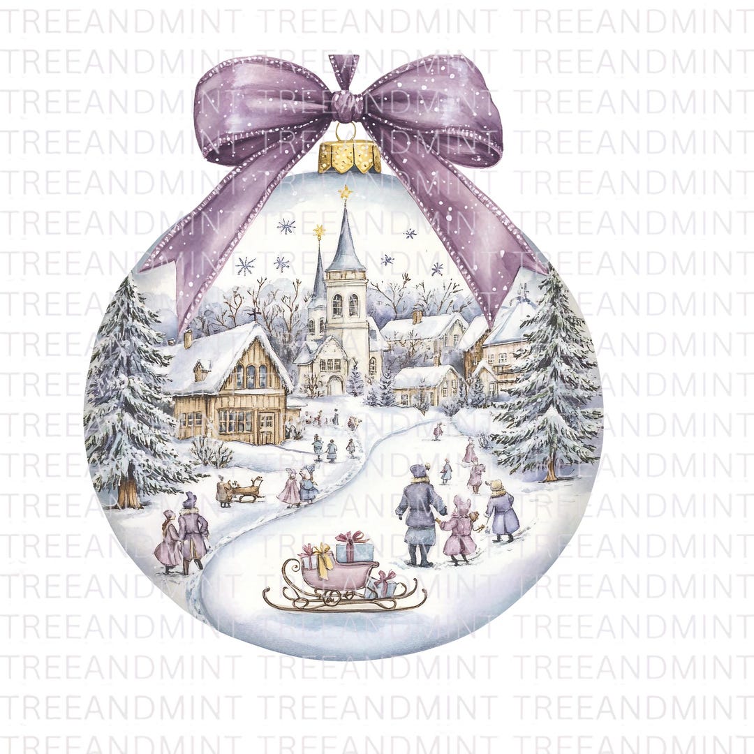 Vintage Christmas Scene Bauble PNG, Christmas Ornament Baubles Clipart ...
