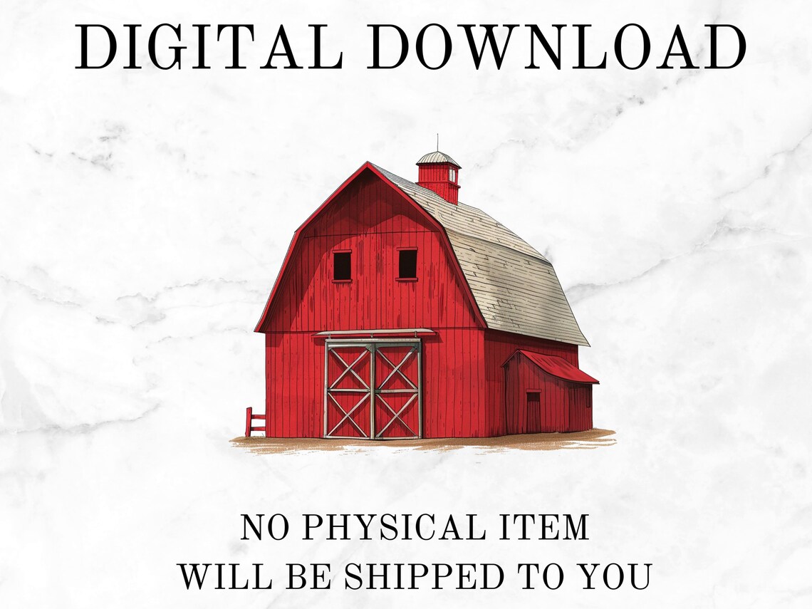 Red Barn PNG, Rustic Red Barn Illustration, Red Barn PNG File, Farm ...