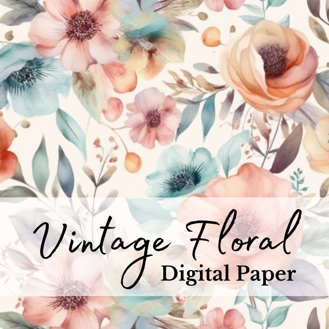 Vintage Floral Digital Paper, Watercolor Flower Background, Free ...