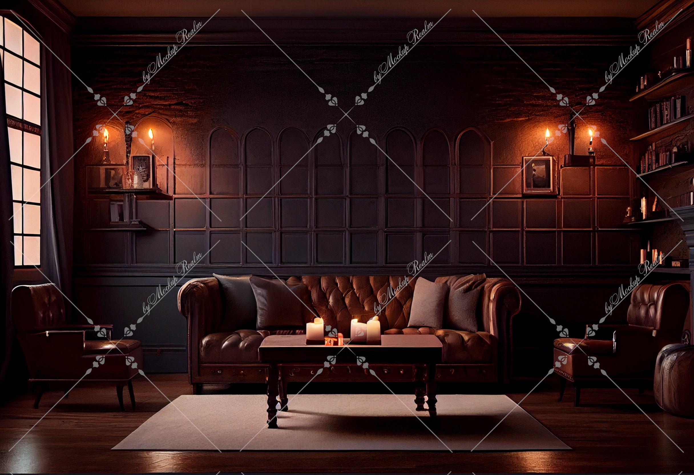 Dark Study Mockup Concepts 9x VOL3 Dark Study Empty Wall Mockup ...