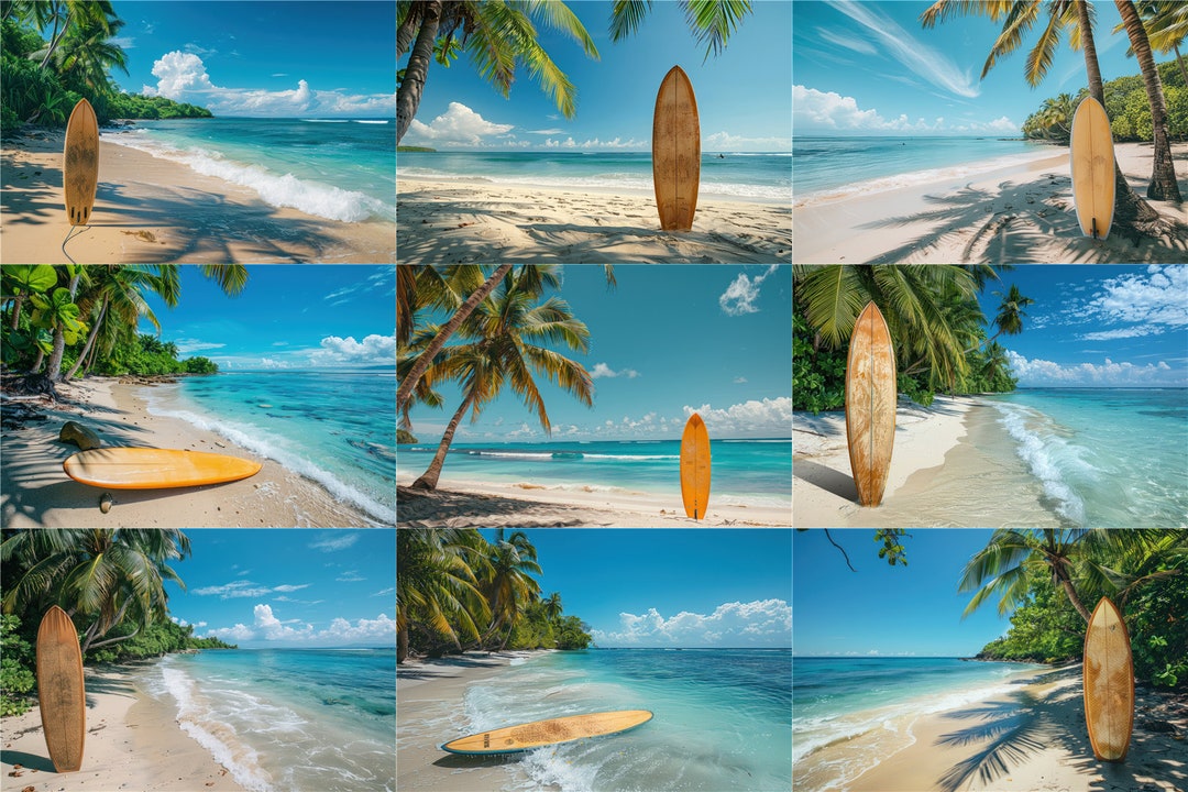 Mockup Set of 9, Tropical Mockup, Ai Mockup, Ocean Mockup, Surfer ...