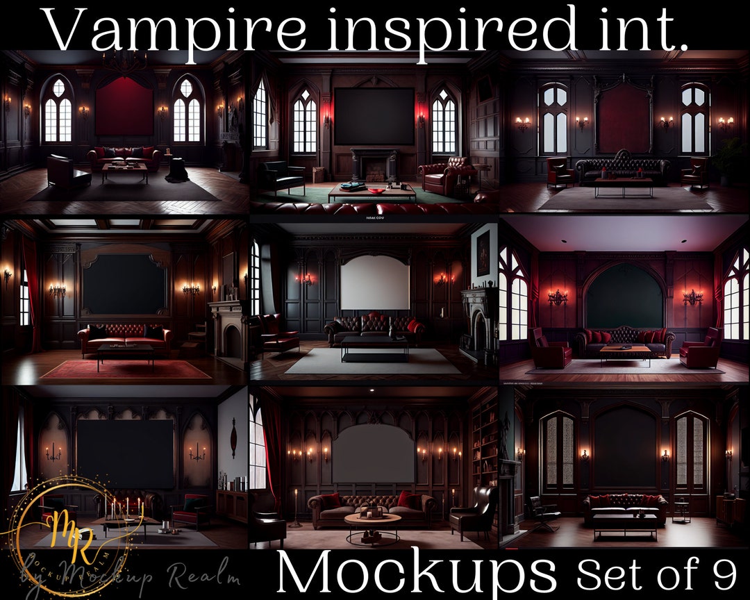 Vampire Inspired Interior Gothic Dark Study Mockups/concepts, Bundle of ...