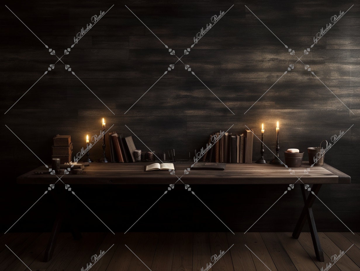 9x Dark Study Library Room Bundle | Library Mockup | Frame Art Mockup ...