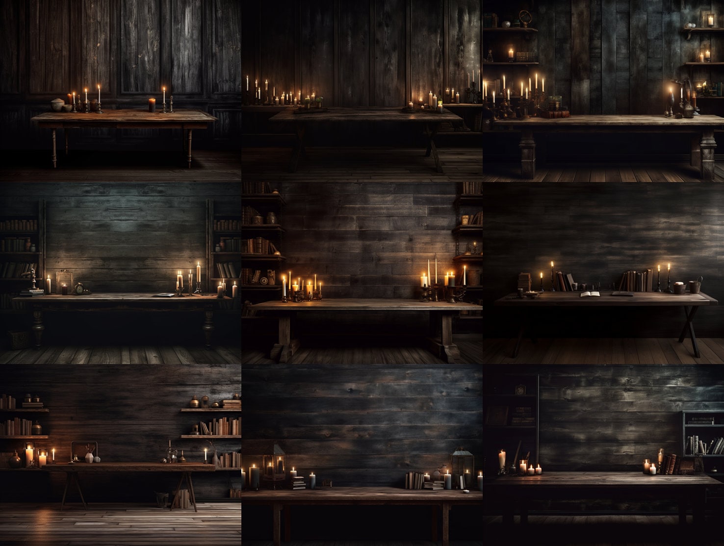 9x Dark Study Library Room Bundle | Library Mockup | Frame Art Mockup ...