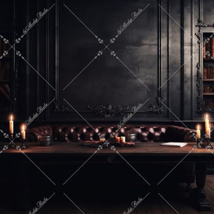 9x Dark Study Library Room Bundle | Library Mockup | Frame Art Mockup ...