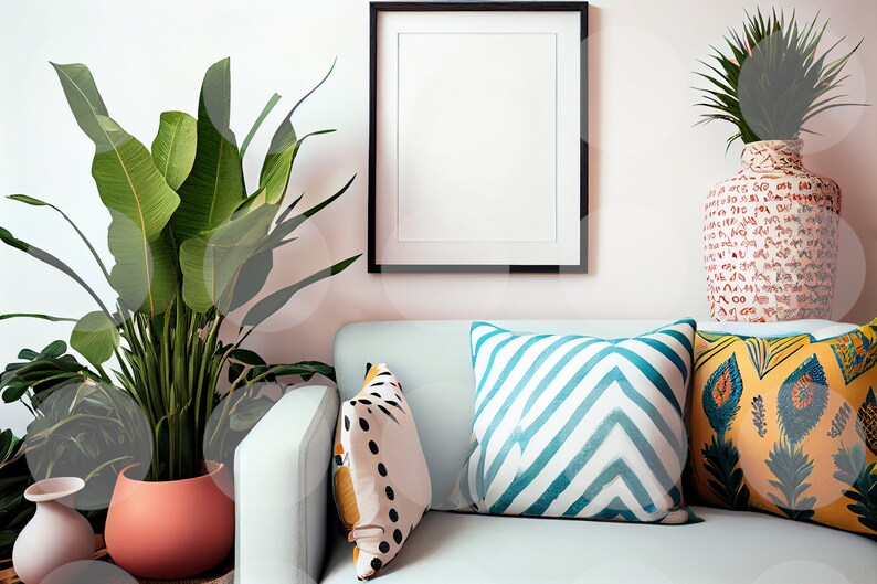 9 Colorful Boho Mockups With Plants VOL1 Empty Frame Bundle - Etsy