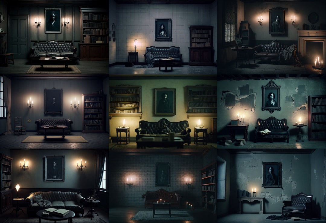 Horror Room Dark Mockup Backdrop, Interior Mockup Set, Template Frame ...