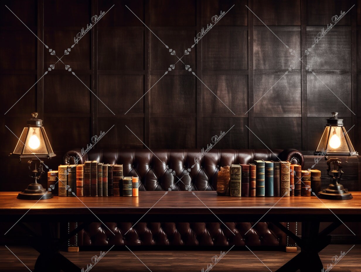 9x Dark Study Library Room Bundle | Library Mockup | Frame Art Mockup ...