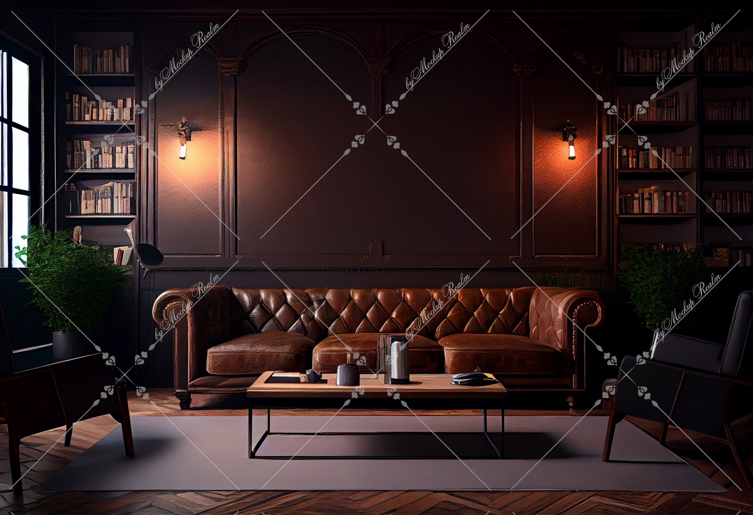 Dark Study Mockup Concepts 9x VOL3 | Dark Study | Empty Wall Mockup ...