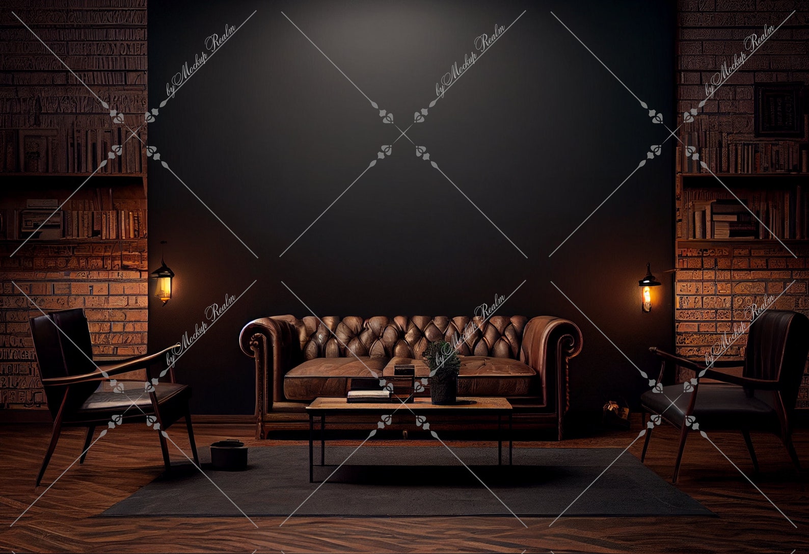 Dark Study Mockup Concepts 9x VOL3 | Dark Study | Empty Wall Mockup ...